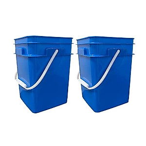 House Naturals 4 Gallon Square Plastic Bucket, Food Grade BPA Free containers, Made in USA, (Pack of 2)
