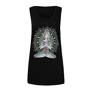 Padaleks Women’s O Neck Sleeveless Tank Tops Workout Yoga Loose Lightweight Blouses Summer Basic Tee Shirts Tunics