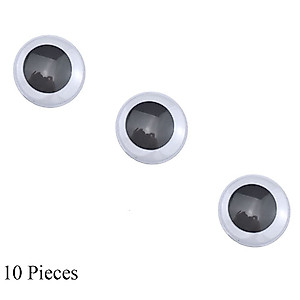 AOLDHYY Yuyuvan Wiggle Googly Eyes with Self Adhesive 50mm Sticker Sturdy Peel Off Cleanly No Glue Needed Decorate Vivid Effect for DIY Craft Fun Plastic Black and White Multi Sizes 10pcs