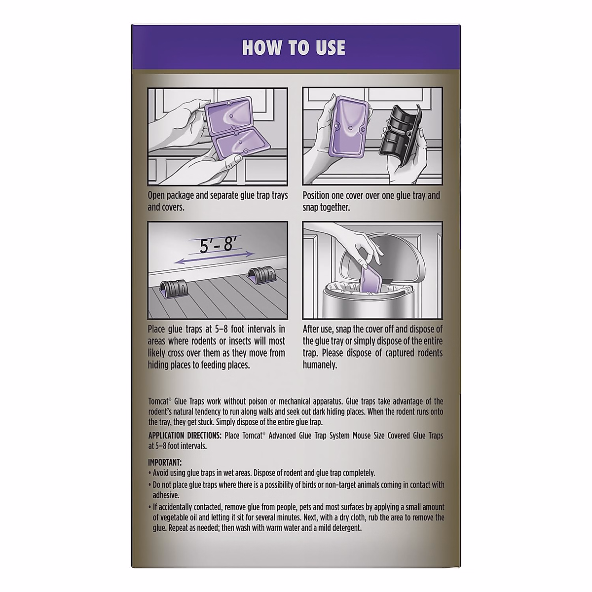 Tomcat Advanced Glue Trap System Mouse Size Covered Glue Traps with 2 Reusable Covers and 4 Disposable Glue Traps