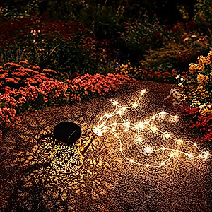 Gusgopo Small Solar Outdoor Lights, Hanging Waterproof Garden Decor Strip Light, Automatic Warm LED Metal Watering Can Light, Decoration for Landscape, Patio, Yard, Lawn, Pathway, Walkway, Tree
