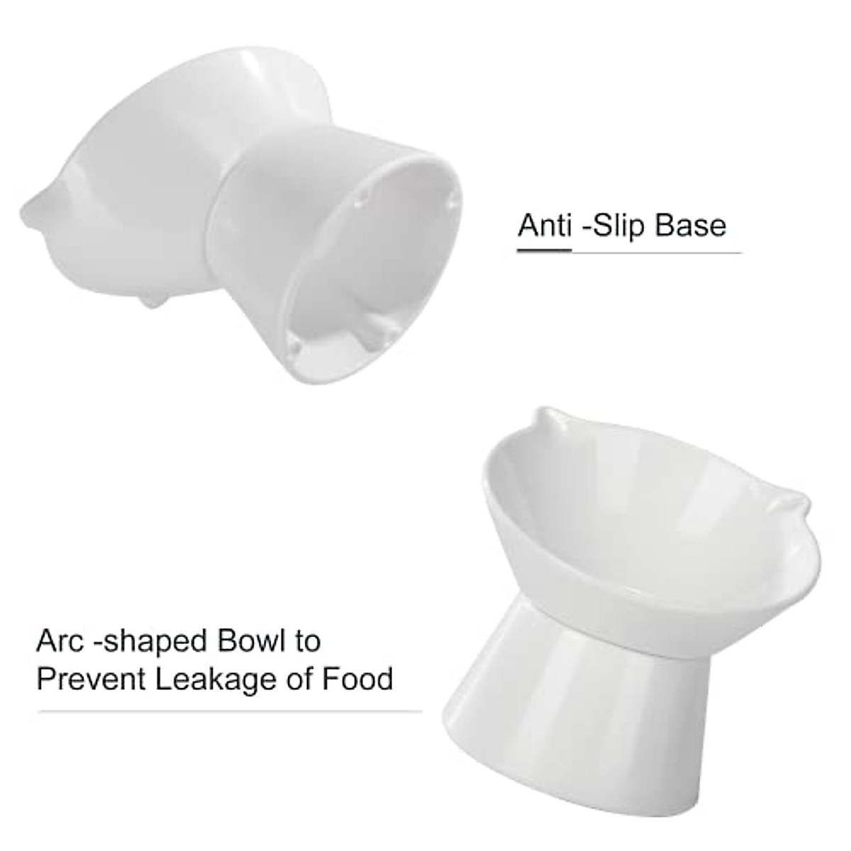 Detachable Elevated Cat Bowls, 15° Tilted Raised Cat Food Bowl Anti-Vomiting,Whisker Friendly, Adjustable Cat Dishes for Protecting Spine,Adult Kitten