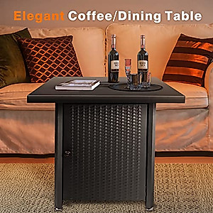 Sophilo 28 Inch Propane Fire Pit, 50,000 BTU Gas Fire Pit Table with 304 Stainless Steel Burner, Waterproof and Rustproof Fire Table with Adjustable Flame for Outdoor, Patio, Backyard, Party