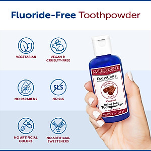Eco-Dent DailyCare Baking Soda Toothpowder, Cinnamon - Fluoride-Free Toothpaste Powder, SLS-Free Tooth Powder with Baking Soda, Minerals, and Essential Oils, Toothpaste Alternative, 2 Oz