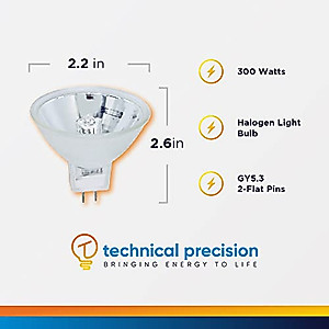 Technical Precision 300W 120V Halogen Bulb Replacement for Kodak Carousel 760h MR16 Projector - GY5.3 2-Flat Pins - 3350K Slide Projector Bulb - 1 Pack