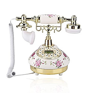 Yoidesu Retro Landline Telephone, European Old Fashioned Classic Fixed Digital Telephone with Push Button LCD Display, Automatic Detection to FSK/DTMF Caller ID, for Home Office Hotel Decor