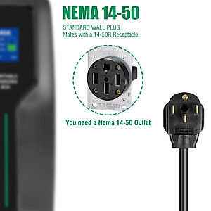 LEFANEV 40Amp EV Charger Level 2,25ft NEMA 14-50 9.6KW Portable Electric Vehicle Charging Station for Electric and Hybrid Vehicles