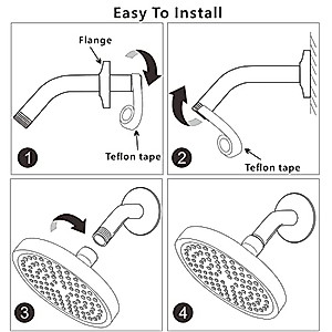 Eolax 6 Inch Shower Arm and Flange, Made of Stainless Steel, Wall-Mounted For Fixed Shower Head & Handheld Showerhead Mounts (6" Chrome)