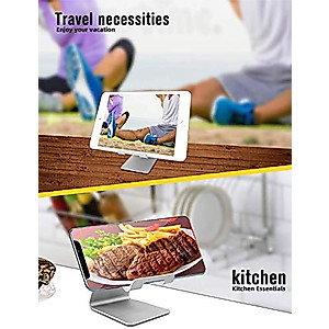 SKEJER Cell Phone Stand, Cellphone Hold, Tablet Dock with Anti-Slip Base, Aluminum Desktop Holder Bracket Compatible with All Smart Phone and Tablets Under 10 Inches-Silver