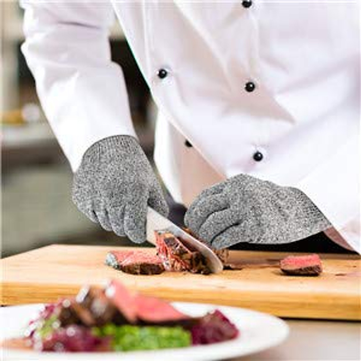 YINENN 2 Pairs (4 Gloves) Cut Resistant Gloves Food Grade Level 5 Protection,Kitchen Cut Gloves for Oyster Shucking,Fish Fillet Processing,Mandolin Slicing,Meat Cutting,Wood Carving-(Medium)