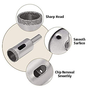 3 otters Diamond Drill Bit Set Hole, 15PCS Hole Saw Set for Glass, Marble, Granite Stone