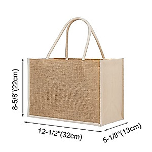 TOPTIE 6 PCS Jute Tote Bags Reusable Burlap Grocery Shopping Bags Bridesmaid Wedding Gift Bag