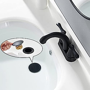 Lexdale Bathroom Sink Faucet Vanity Faucet Centerset 2 Handles Black Brass Bathroom Lavatory Faucet with Pop up Drain and Supply Lines
