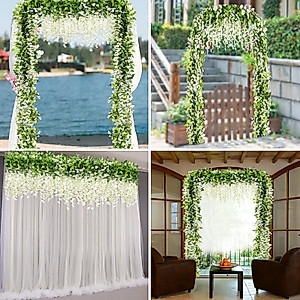 10 Pcs Wisteria Artificial Flowers Garland White Artificial Flowers Fake Flowers Silk Wisteria Garland Vine Hanging Flower for Wedding Arch Home Garden Outdoor Party Decor(White,Total 72.2ft)