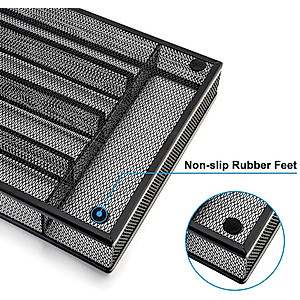 Ipanda Cutlery Tray, Cutlery Organizer, Non-Silp 5 Compartments Utensil Drawer Storage, Kitchen/Office, Steel Mesh Silverware Drawer/Holder/Divider (Black)
