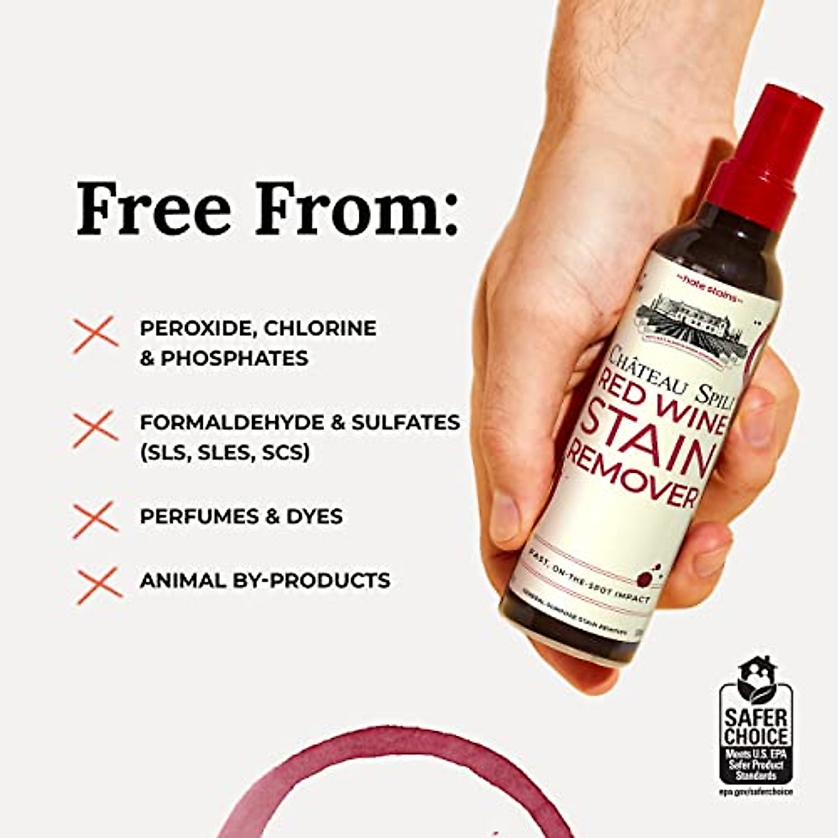 Chateau Spill Red Wine Stain Remover for Clothes - 4oz Stain Remover Spray for Stains on Tablecloth, Carpet, Upholstery and Laundry from the makers of Miss Mouth's Messy Eater Stain Treater