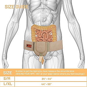 Everyday Medical Inguinal Hernia Support Belt for Men I Fits Left or Right Side I Post Surgery Men and Womens Hernia Support Truss for Inguinal, Groin Hernias I Adjustable Waist Strap I Beige | S/M