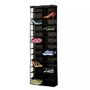 VONOTO Hanging Shoe Shelves Closet Organizer, Over The Door Shoe Organizer, 26 Pockets, PVC Shoe Rack Door Shelf Hanger Holder Storage Bag 22 x 6.3 x 63 inch (Black)