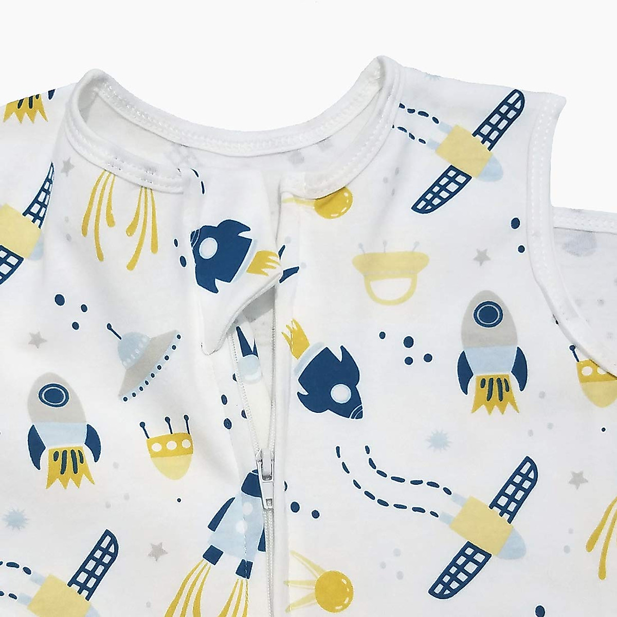 Baby 100% Cotton Sleeping Bag Split Swaddle Wearable Blanket for Boys and Girls, 4 Season, 6-12 Months (Spaceship)