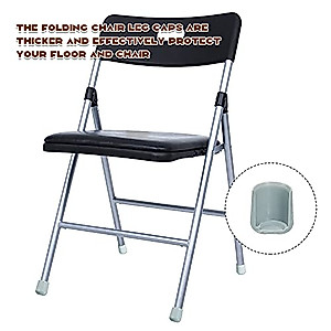 36 Pieces 7/8 Inch Folding Chair Leg Caps Heavy-Duty Plastic Chair End Caps Non-Marring Furniture Glides Round Hardwood Floor Protectors (Grey)