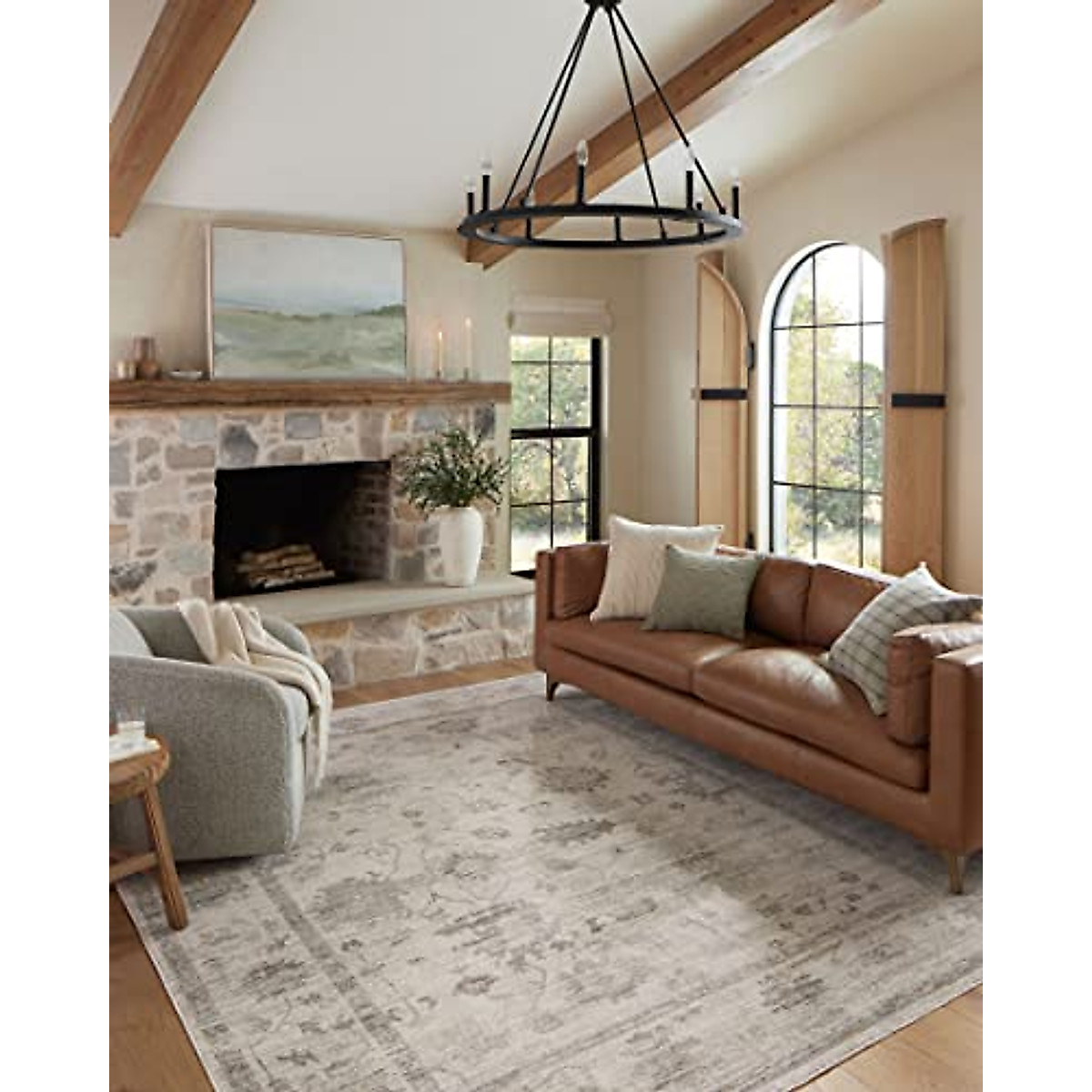 Magnolia Home by Joanna Gaines x Loloi Millie Collection MIE-01 Silver / Dove 7'-10" x 10' Area Rug