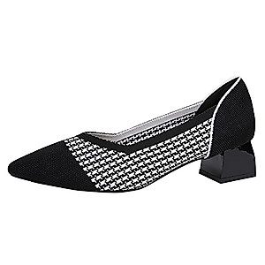 Women Casual Shoes Fashion New Spring Summer Pointed Breathable Comfortable Thick Heel Square Heel Casual Shoes for Women 7 White
