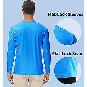 TACVASEN Sun Shirts for Men UPF 50+ Men's Long Sleeve Shirt Cooling Shirts Lightweight Quick Dry Shirts Hiking Shirts Mens UV Protection Shirts Azure