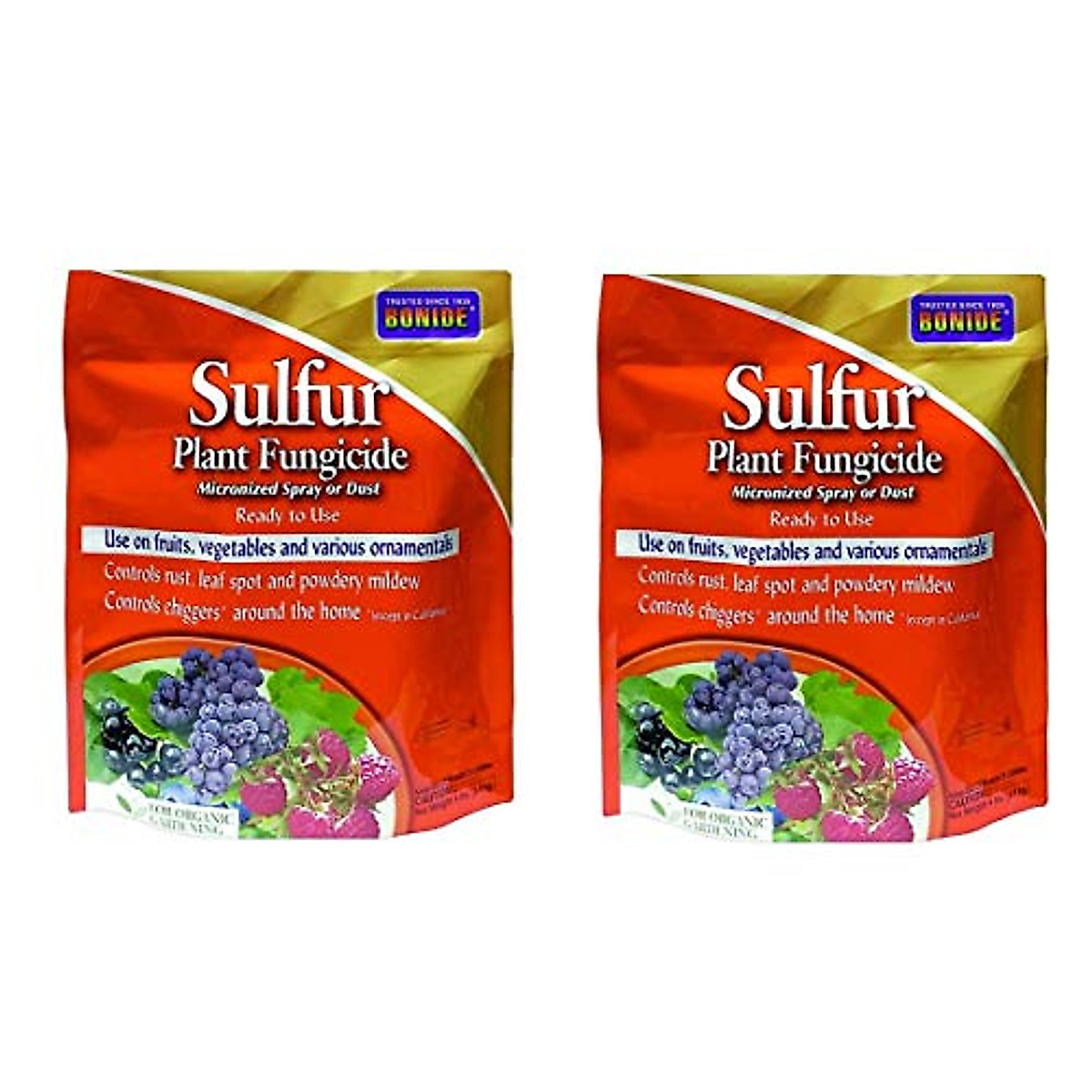 BONIDE Products INC 142 Sulfur Plant Fungicide Organically Controls Rust, Leaf Spot and Powdery Mildew, 4 lbs (2)