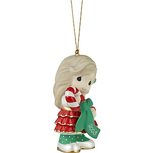 Precious Moments Ornament | Sweet Christmas Wishes 2023 | Dated Girl Bisque Porcelain Ornament | Holiday Decor & Gifts | Hand-Painted