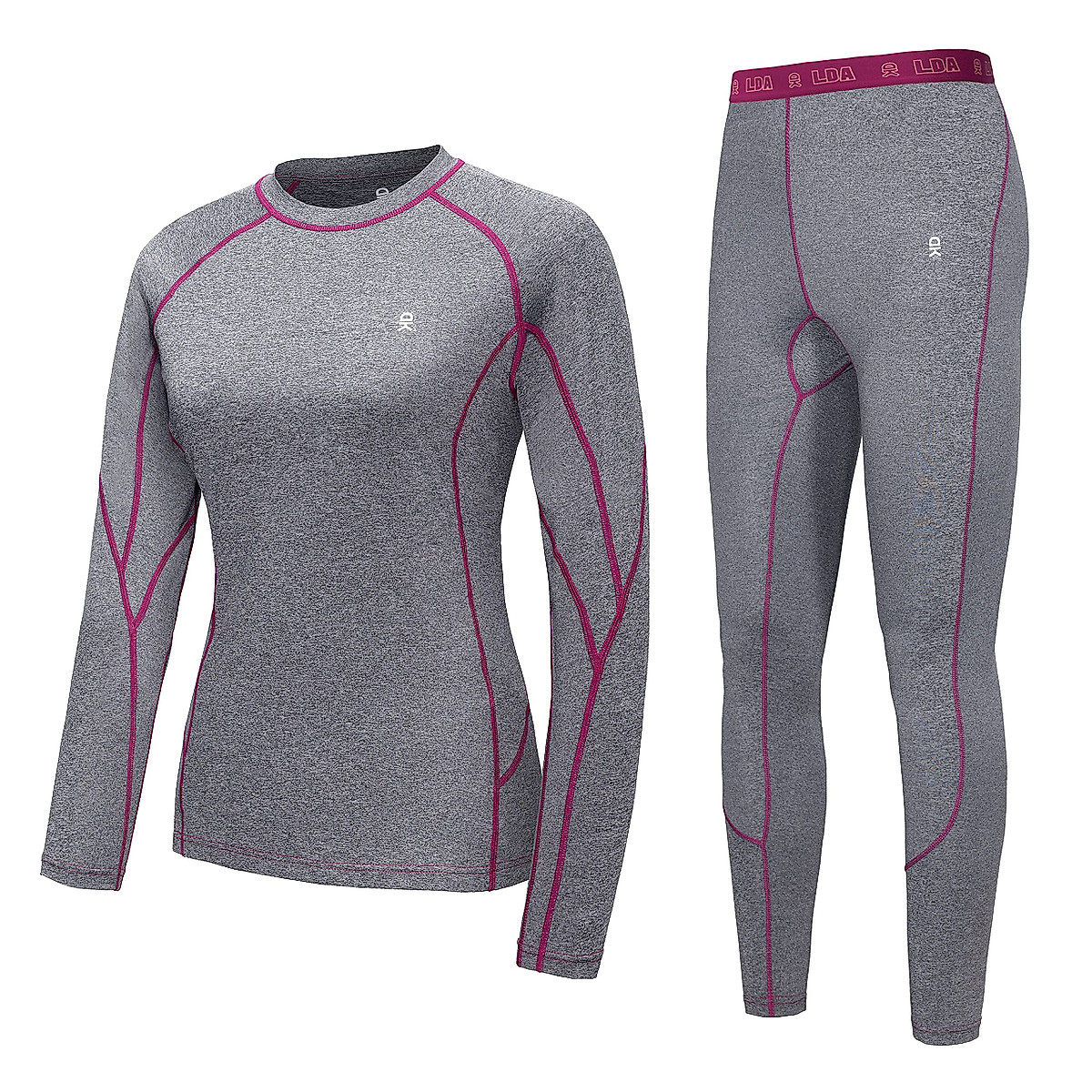 Little Donkey Andy Women's Thermal Underwear Sets Lightweight Warm Base Layers Quick Dry Wicking Top and Bottom for Winter Gray L
