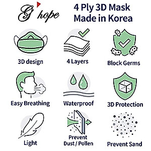 30 PCS Disposable 4 Ply 3D Black Masks Individually wrapped | G Hope | Made in Korea