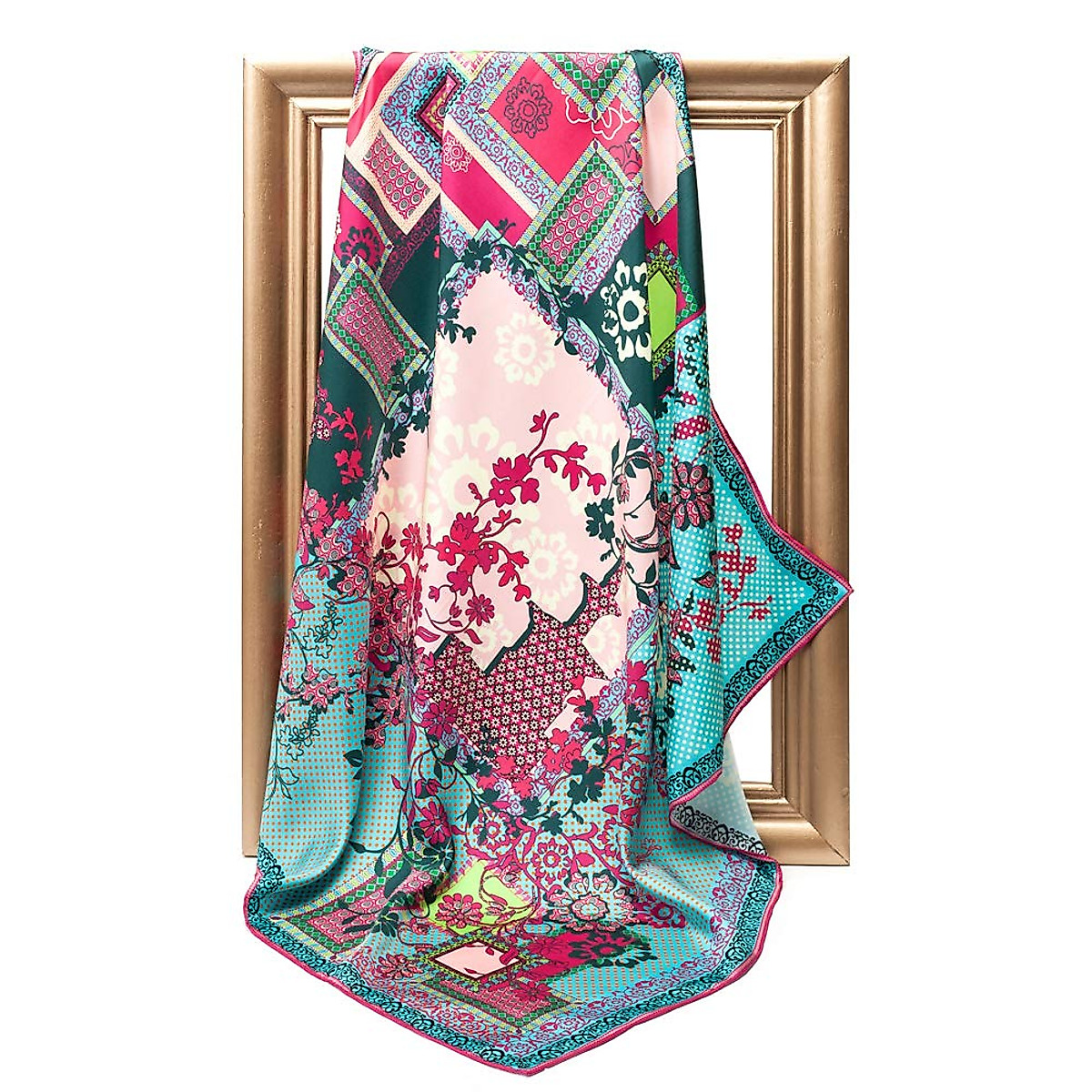 INAINI 100% Mulberry Silk Scarf Hand Rolled Women - Wild Rags Cowboy Scarves for Men - Western Scarf