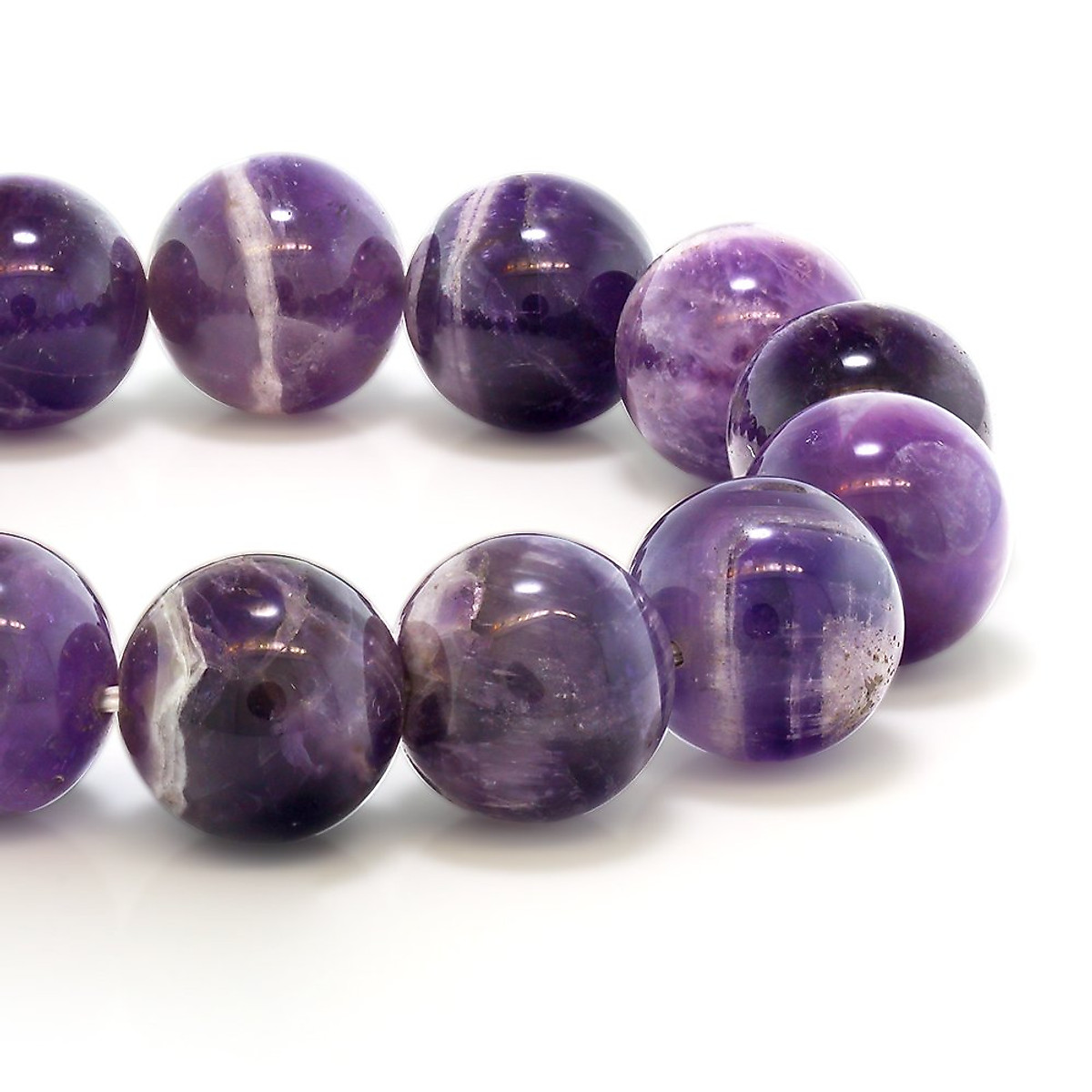 Gem Stone King Purple Amethyst Bead Gemstone Stretchy Bracelet For Women 8.5 Inch Round 16MM