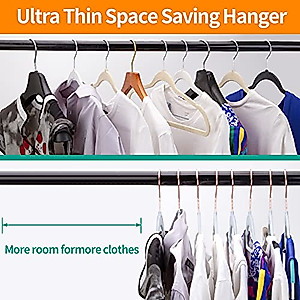 Plastic Coat Hangers 50 Pack Space Saving Coat Hanger Ultra Thin Non Slip Clothes Hanger Heavy Duty Pant Hangers with 360°Rotating Rose Gold Hook by GUFUR