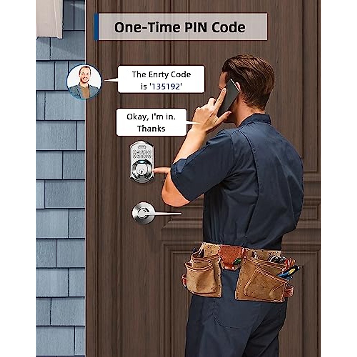 TEEHO TE002L Fingerprint Door Lock with 2 Lever Handles, Keyless Entry Deadbolt with Handle Set, Electronic Keypad Deadbolt for Front Door, Auto Lock and 1 Touch Locking, Satin Nickel