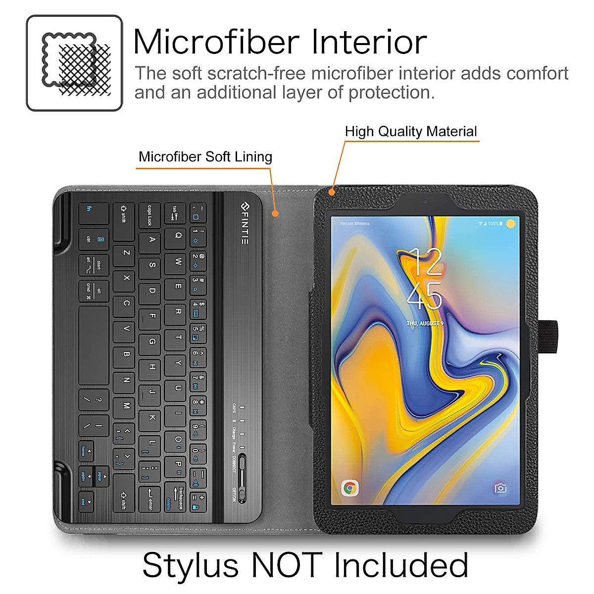 Fintie Folio Keyboard Case for Samsung Galaxy Tab A 8.0 2018 Model SM-T387, Premium PU Leather Stand Cover with Removable Wireless Bluetooth Keyboard, Black
