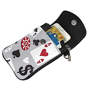 YongColer Fashion Small Cellphone Crossbody Shoulder Bag Poker Card Casino Cell Phone Purse Wallet Lightweight Roomy Pockets Smartphone Bag For Women Girls Teens