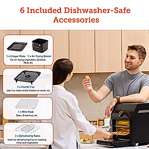 COSORI Air Fryer Toaster Oven Combo, 10 Qt Family Size 14-in-1 Functions (1000+ APP Recipes), Dishwasher-Safe Accessories with Roast Tray and Dehydrate Racks, Black Oven