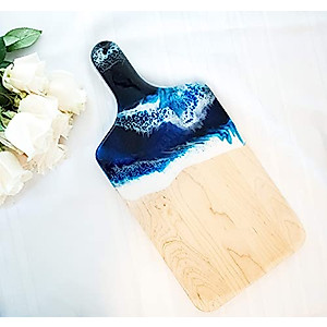 Ocean Theme Wood Cutting Board with handle or Cheese Serving Board Party Tray Coastal Decor