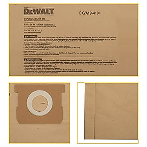 DEWALT DXVA19-4101 Dust Bag, Fit for 6-10 Gallon Wet/Dry Vacuum Cleaners, Compatible with DeWalt DXV06P DXV09P DXV09PA DXV10P DXV10PL DXV10S DXV10SA DXV10SB Wet/Dry Shop Vacuums, 3 Pack