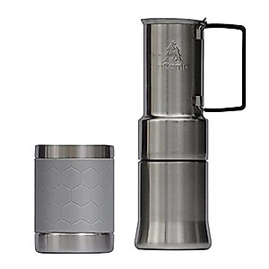 nCamp - Café, Portable Coffee Maker, Portable Espresso Machine, Compact Camping Coffee Maker, Stainless Steel Travel Coffee Maker with Camping Coffee Cup, Reusable, 12 oz