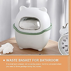 UPKOCH Round Dining Table Mini Animal Desktop Trash Can Swing Lid Small Paper Wastebasket Tabletop Garbage Bin Round Countertop Trash Container for Home Office Plastic Bins