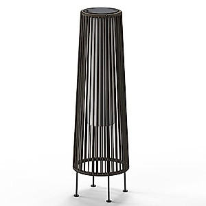 Grand patio Outdoor Floor Solar Light 2-Pack, All-Weather Wicker Solar Patio Lamp Waterproof Outside Solar Deck Lamp for Porch, Yard, Garden, Lawn Decorations - Dark Brown, Gordes 2 PCS