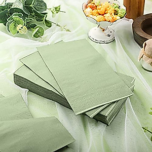 100 Pcs 2 Ply Cocktail Napkin Disposable Soft Napkins for Dinner Wedding Party Birthday Bridal Anniversary Reception, 13 x 16 Inches (Sage Green,100 Pcs)