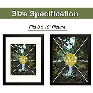AINAHYVA Picture Frames 8x10 Picture Frame Set of 3, Made of High Definition Plastic Glass for 5x7 with Mat or 8x10 Without Mat, Table Top and Wall Mounting Decor, Pre-Installed Wall Mounting Hardware (Black)