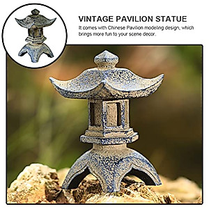 GANAZONO Bonsai Pagoda Miniature Pagoda Figurines Garden Resin Pagoda Lantern Statue Chinese Miniature Hexagon Zen Asian Bonsai Micro Landscape Decoration Miniature Ornaments