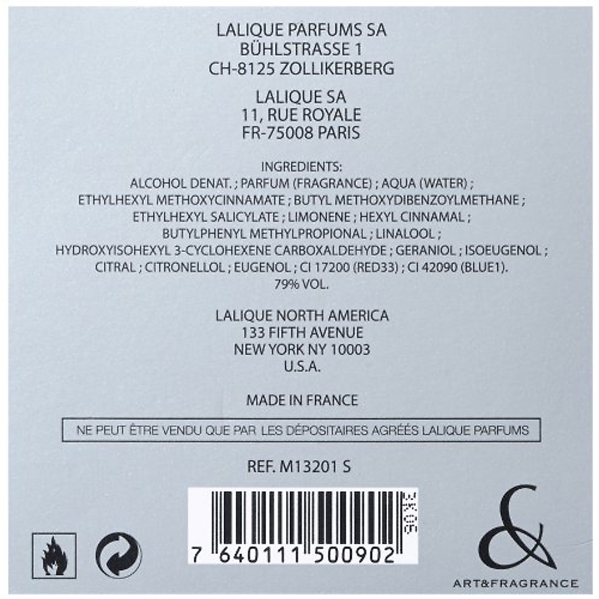 Encre Noire Sport Lalique EDT Spray 3.3 oz Men