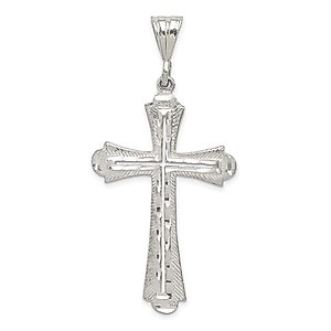 Sterling Silver Diamond-cut Cross Pendant 57mm 27mm style QC1870