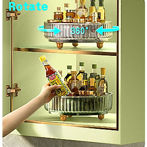 Fridge Lazy Susan Turnable Organizer, NCARSTER Non-Skid Spinner Plastic Lazy Susan Turntable for Cabinet, Table, Pantry, Kitchen, Countertop (Green)