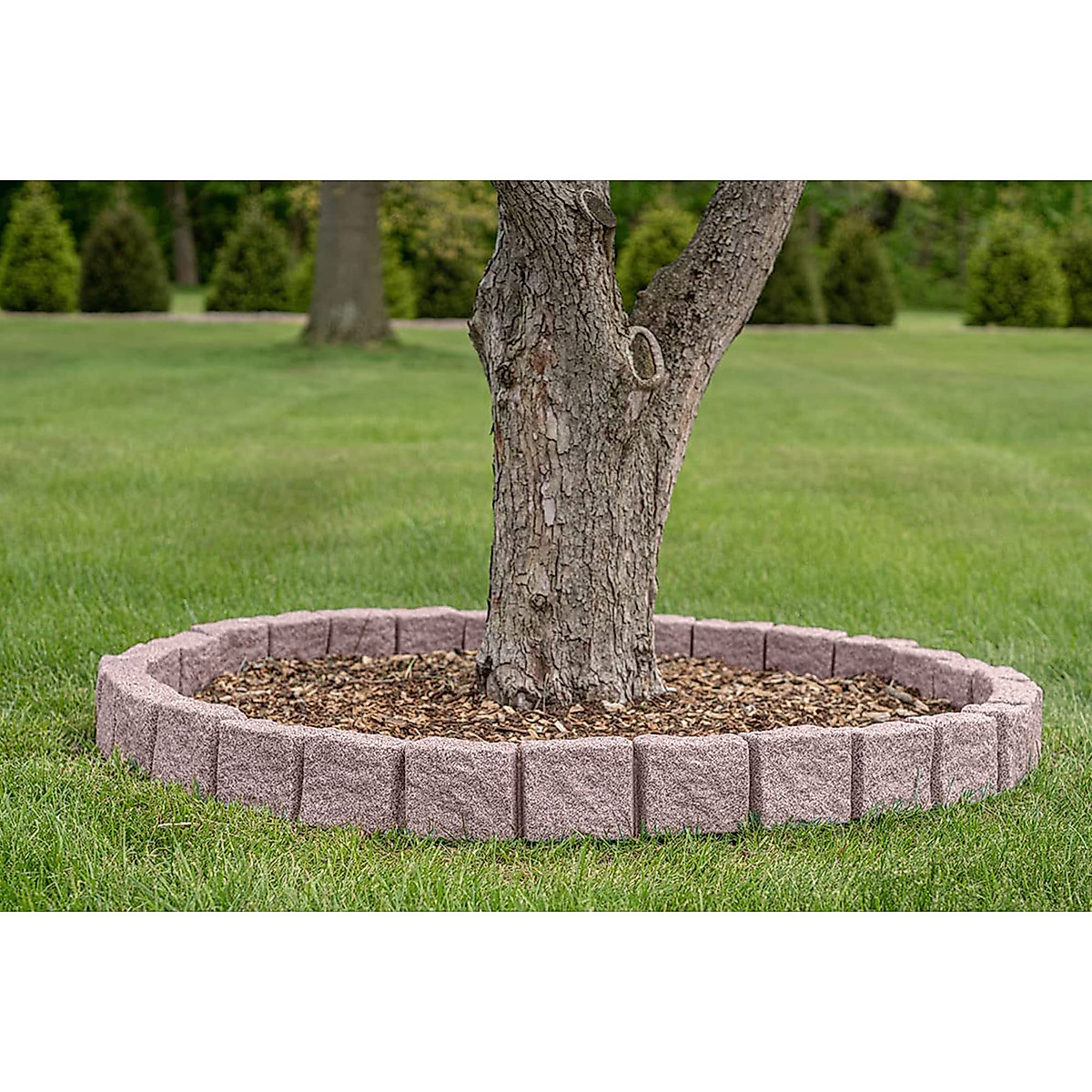 Garden Elements True Form Outdoor Decorative Flex-Wall Resin Edging for Gardens, Playgrounds, Plastic Life-Like Cobblestone Landscape Lawn Borders, 4 Foot Section (Pack of 4)